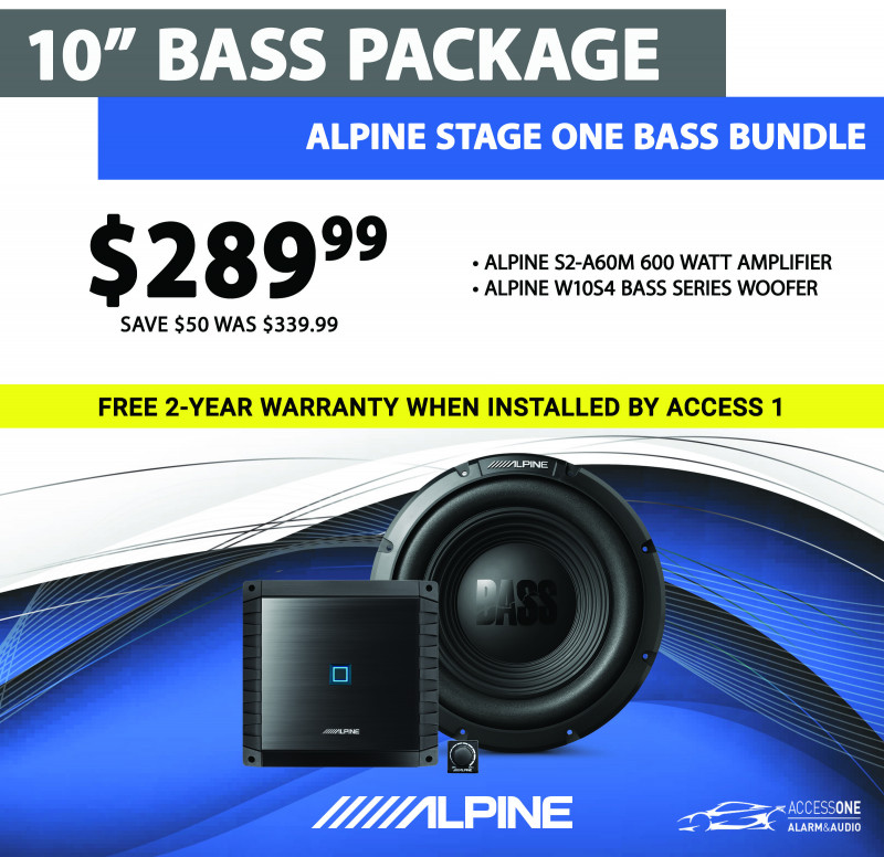 Alpine Single 10" Bass Series Bass Package