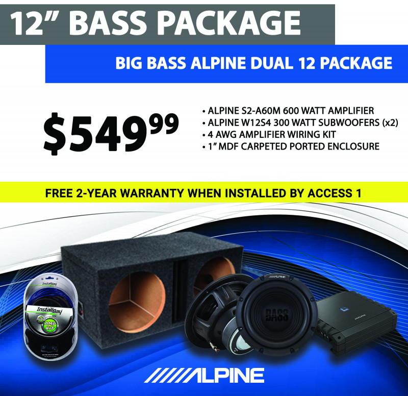 Alpine Dual 12" Bass Series Complete Bass Package